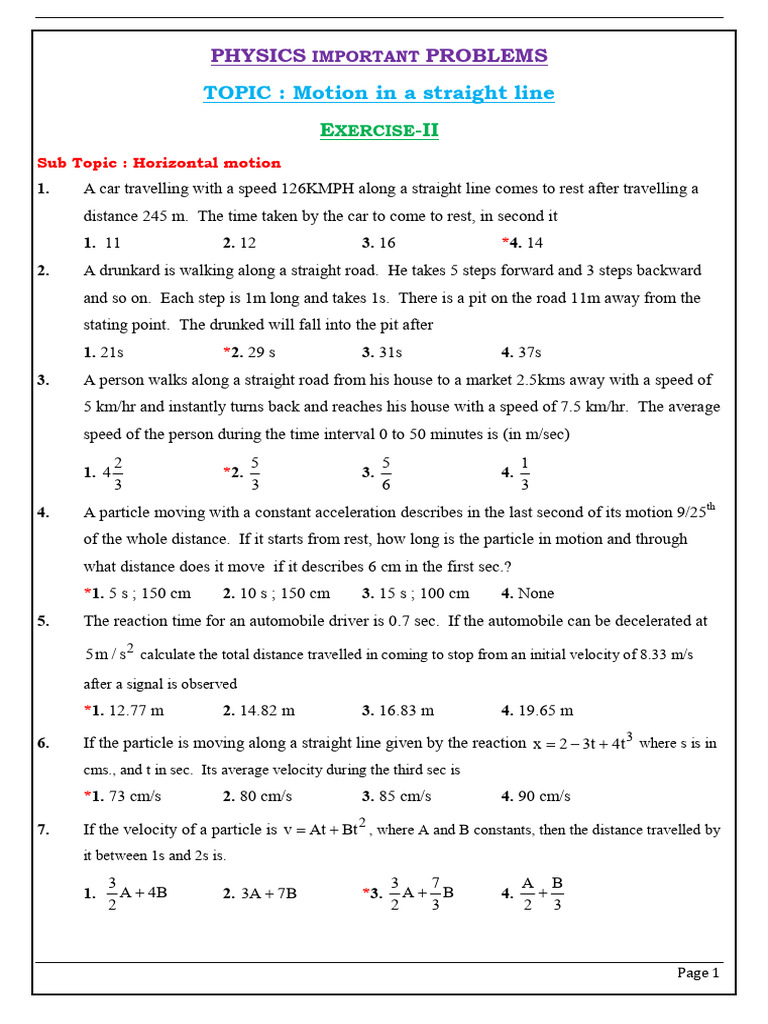 2.motion in A Straight Line | PDF | Acceleration | Speed