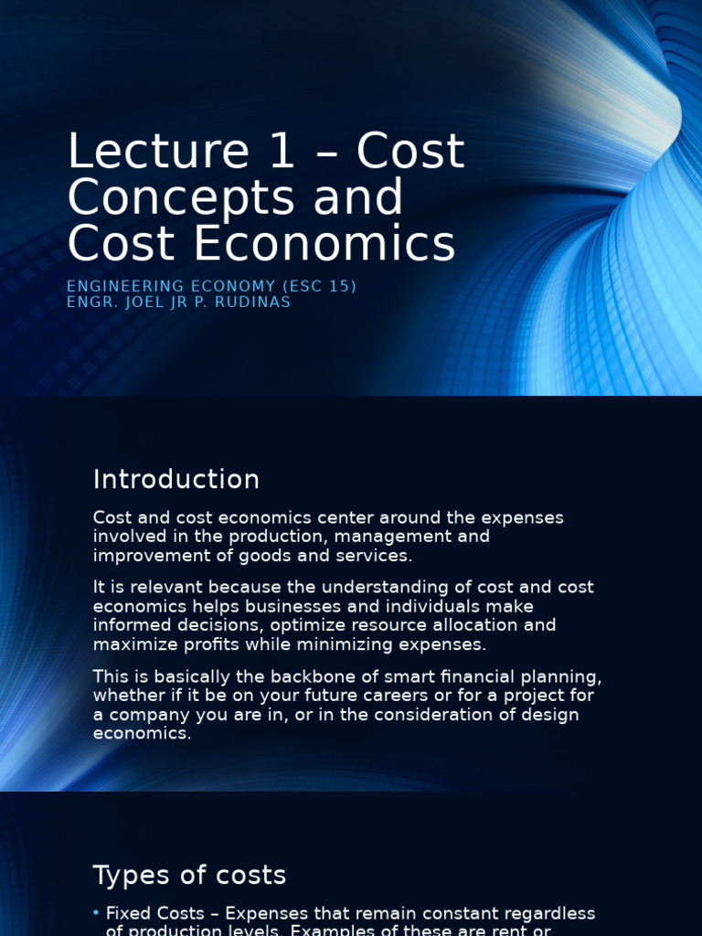 Lecture 1 - Cost Concepts and Cost Economics | PDF | Perfect ...