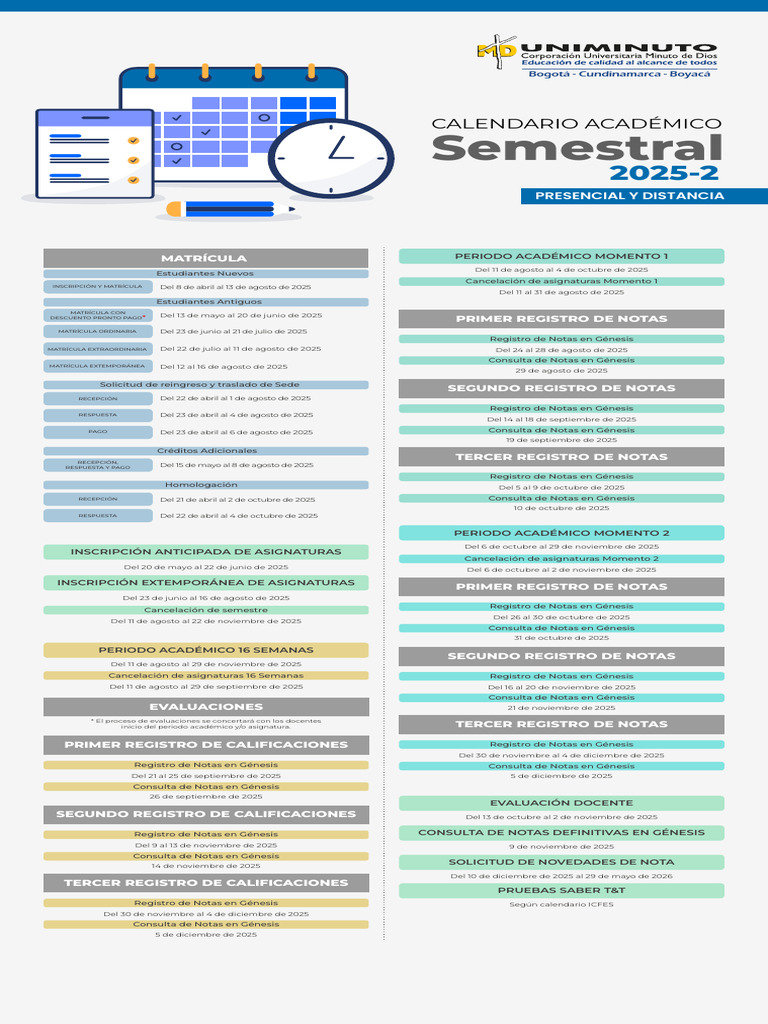 Calendario Academico Semestral 2025-2 | PDF