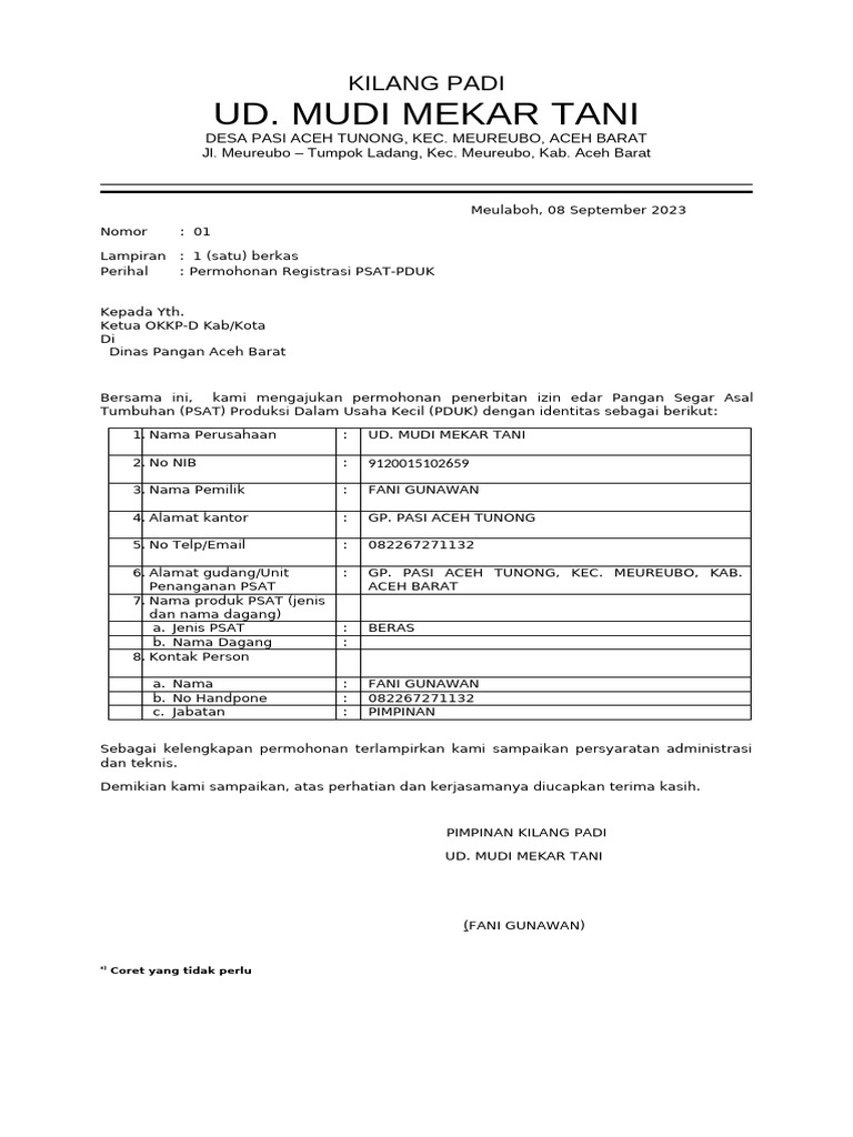 Formulir Izin Edar | PDF