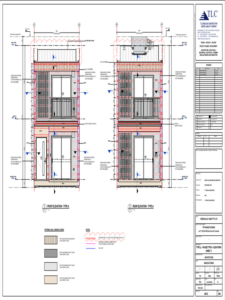 Trh1-0103-A5512-Type LL - Facade Type A - Elevations (Sheet 1) - M02 | PDF
