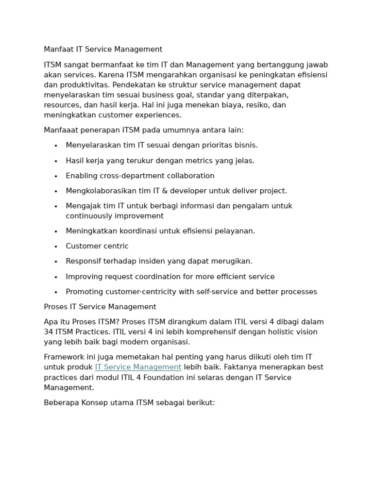 Manfaat IT Service Management | PDF
