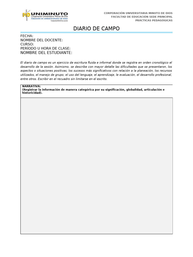 Formato Diario de Campo | PDF | Aprendizaje | Enseñando