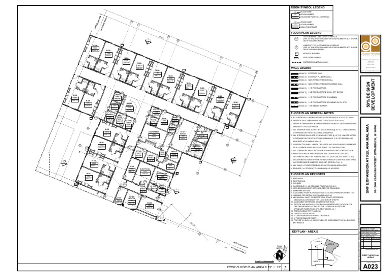 A023 First Floor Plan Area B | PDF | Wall | Building Technology
