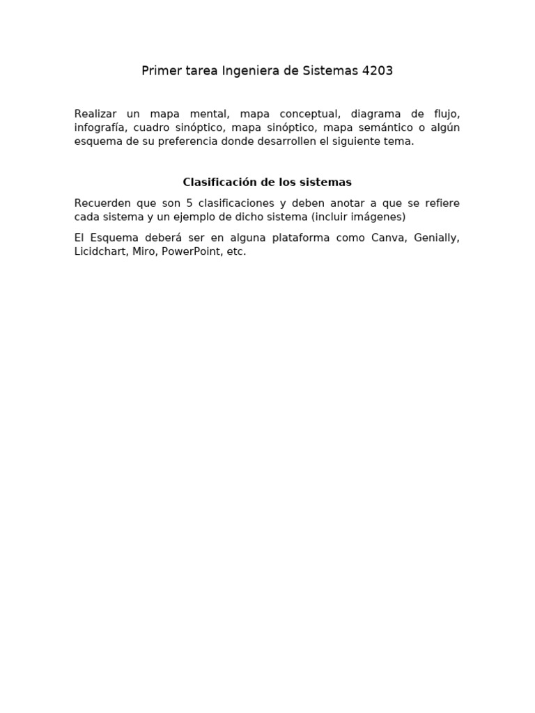 Primer Tarea Ingeniera de Sistemas 4203 | PDF