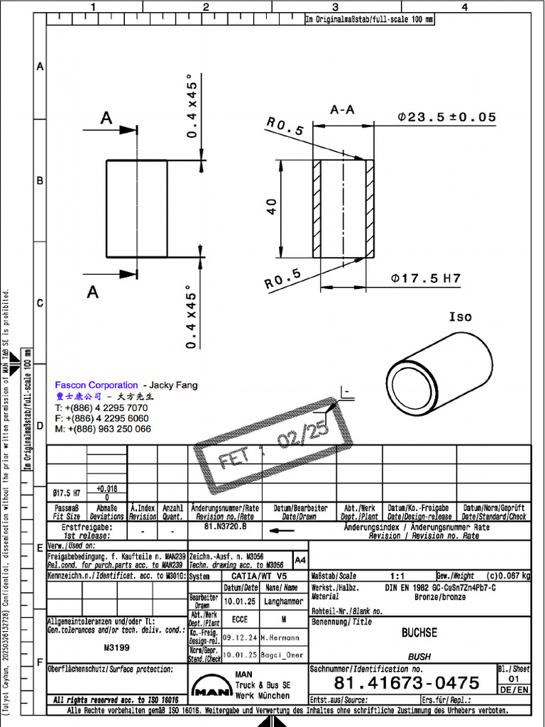 Ø17.5X40 Gc-Cusn7Znpb (2.1090.04) Qty 40000Pc | PDF
