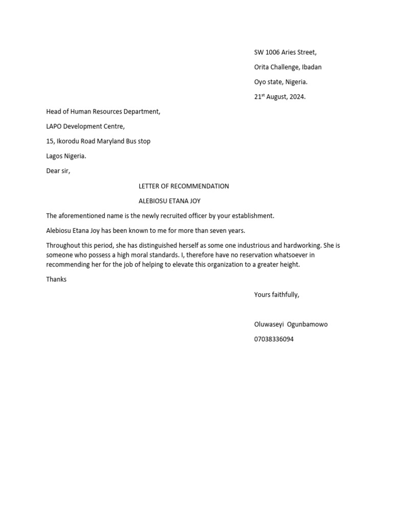 Etana Reco Letter 2 | PDF