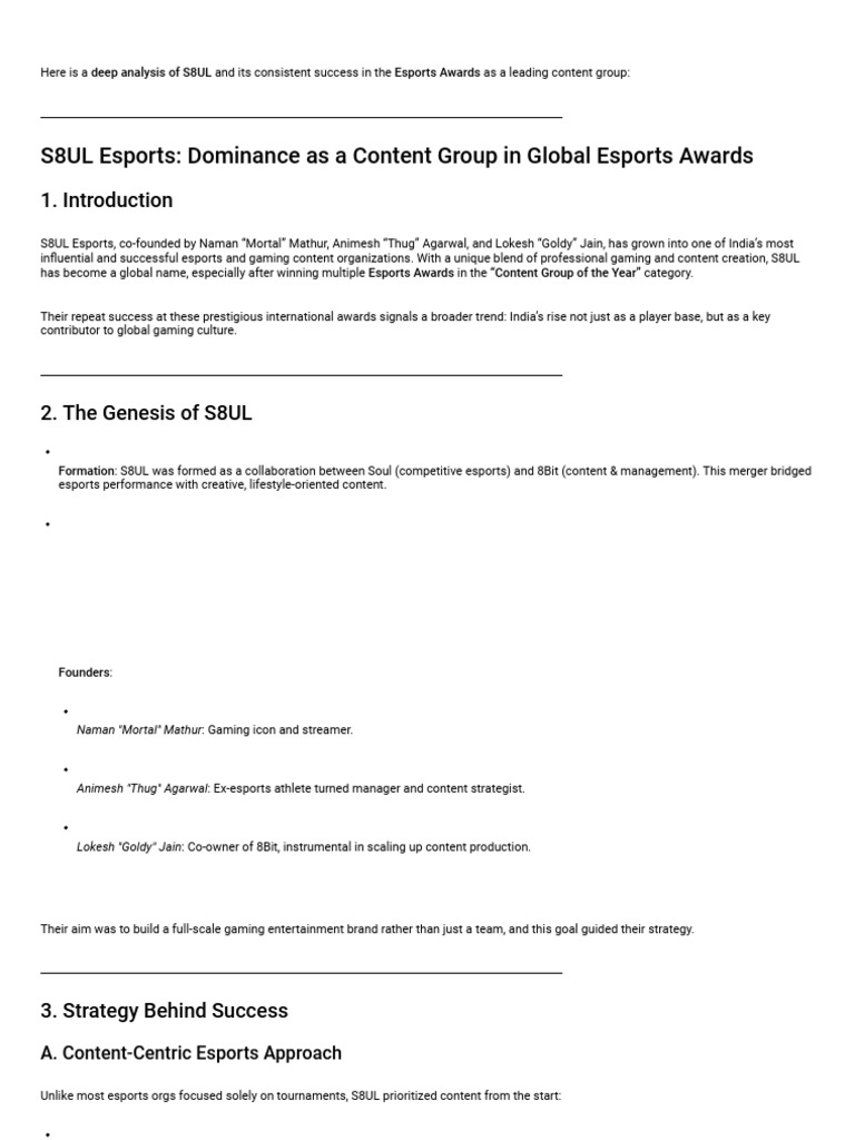 S8ul and Its Winning Streak | PDF