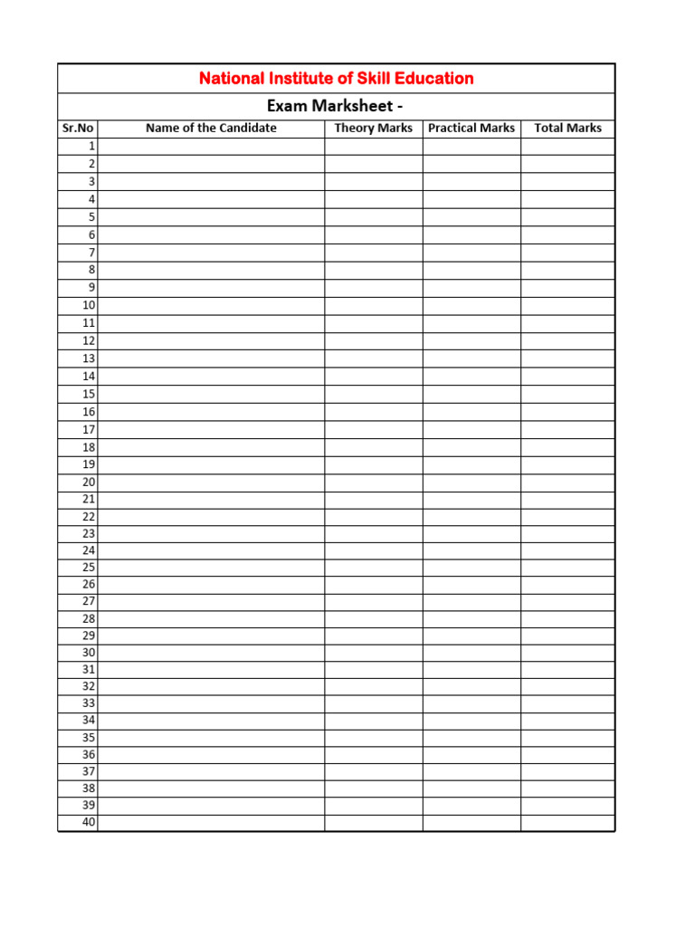Exam Marksheet | PDF
