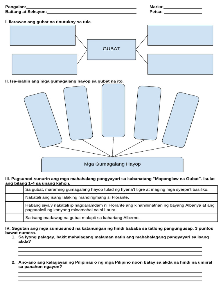 Mapanglaw Na Gubat Aktibidad | PDF