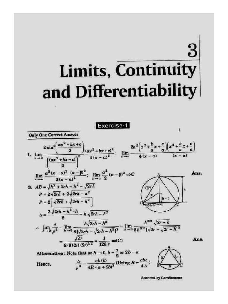 Limits, Continuity & Differentiability | PDF