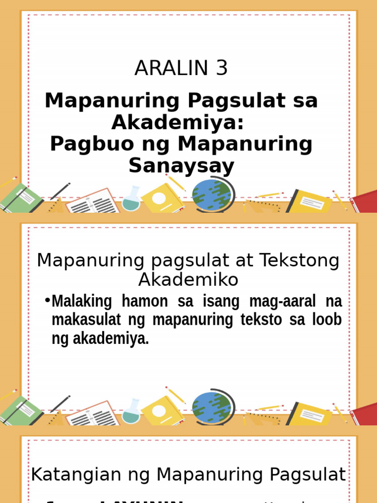 Grade 12 - Aralin - 3 Mapanuring Pagsulat Sa Akademiya - Pagbuo NG ...