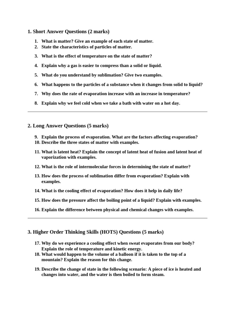 Science Chapter-1 Questions | PDF | Evaporation | Latent Heat