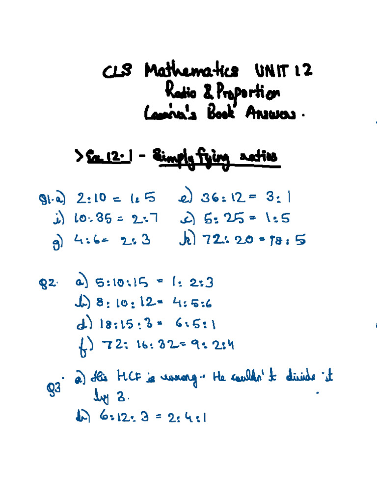 UNIT 12 - Ratio and Proportion | PDF