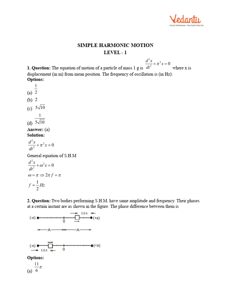 Simple Harmonic Motion Sprint | PDF | Oscillation | Pendulum