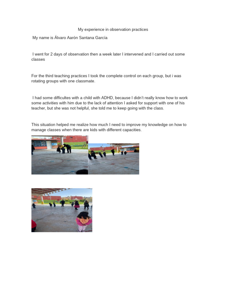 My Experience in Observation Practices | PDF