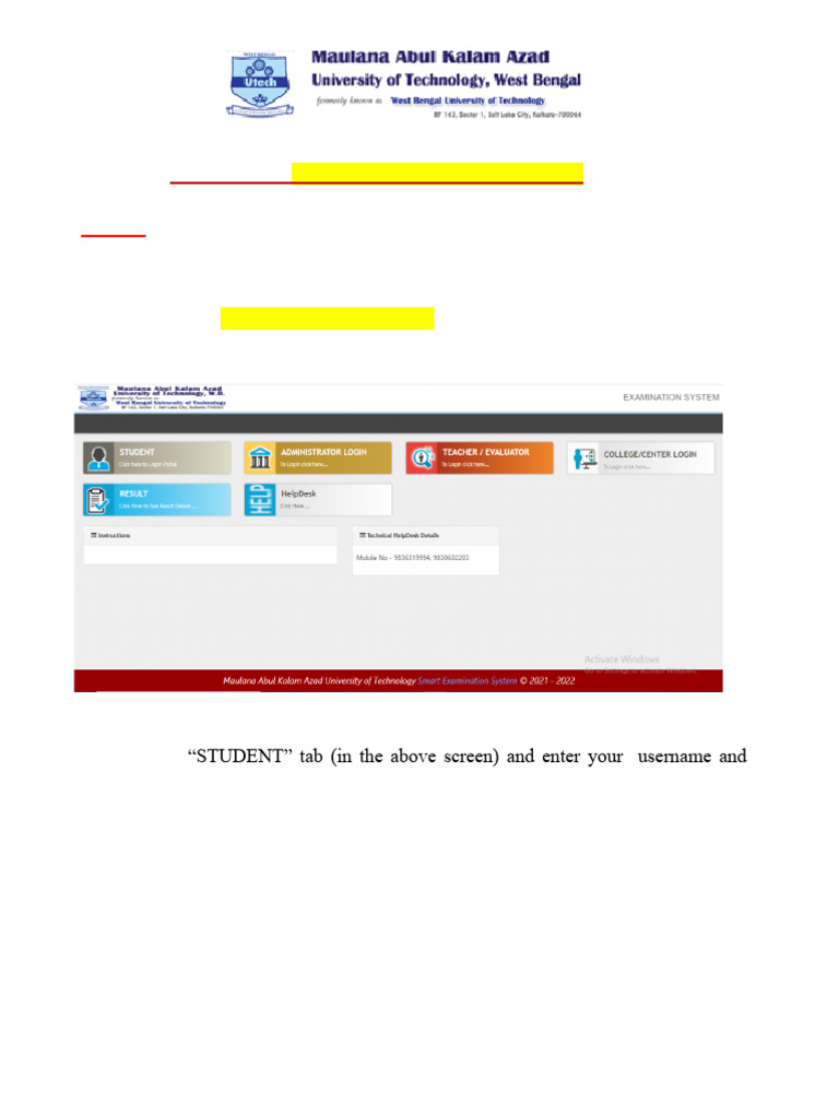 Guidelinesfor Makaut Online Exam | PDF | Login | Button (Computing)