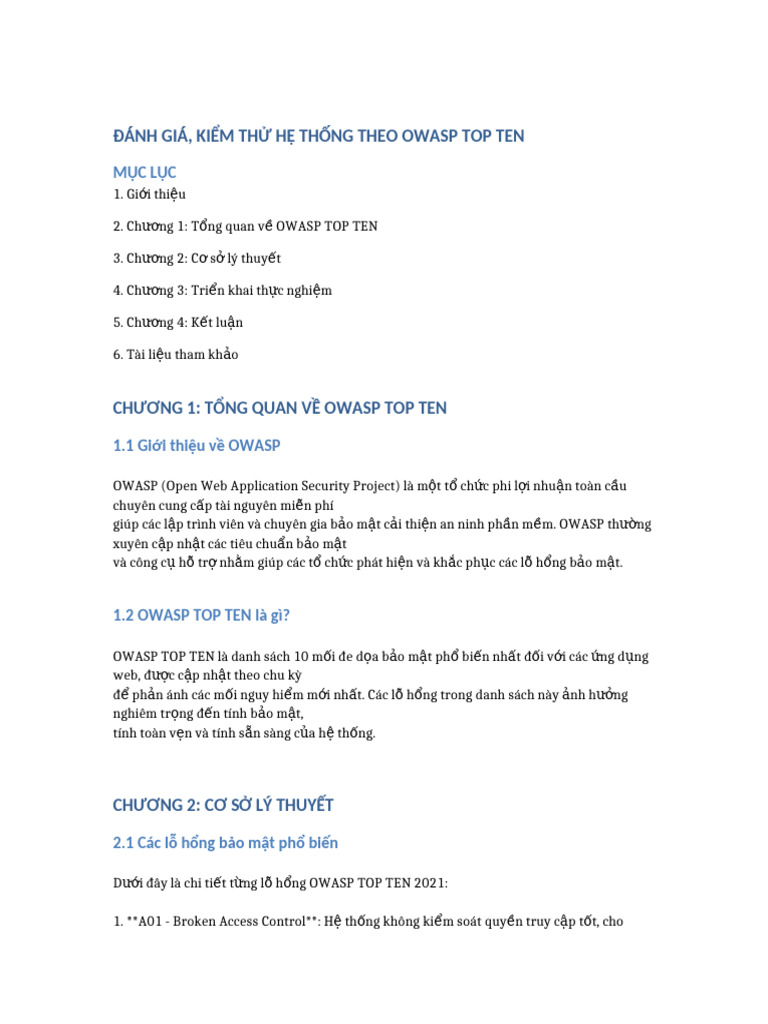 Tieu Luan OWASP Top Ten Day Du | PDF