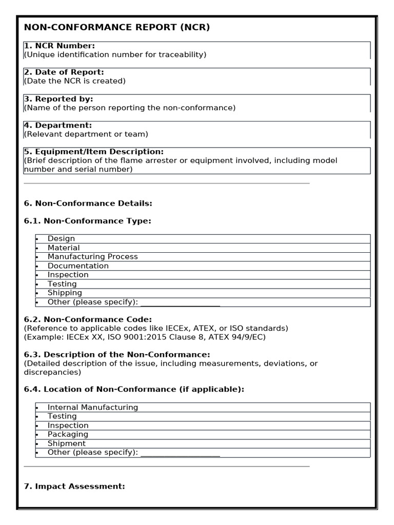 NONconformance Report Form | PDF | Verification And Validation | Formal Verification