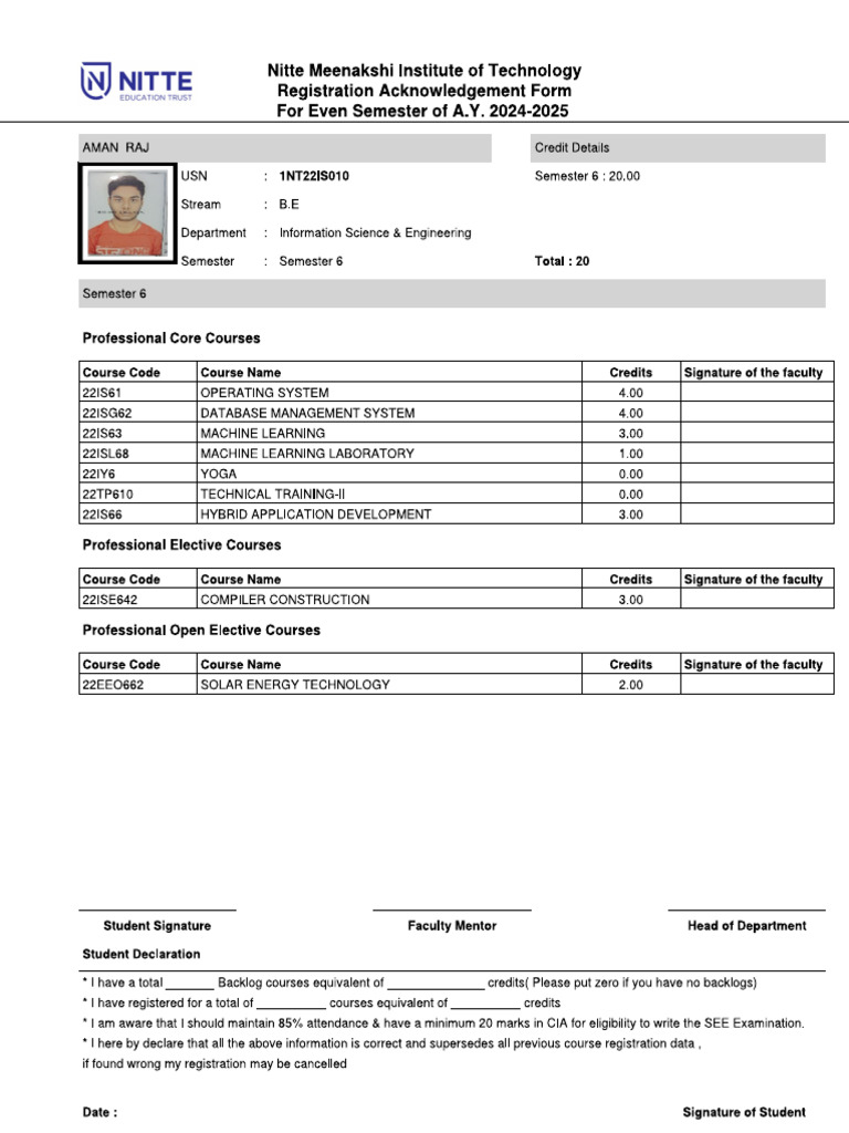 Course Registration Report | PDF