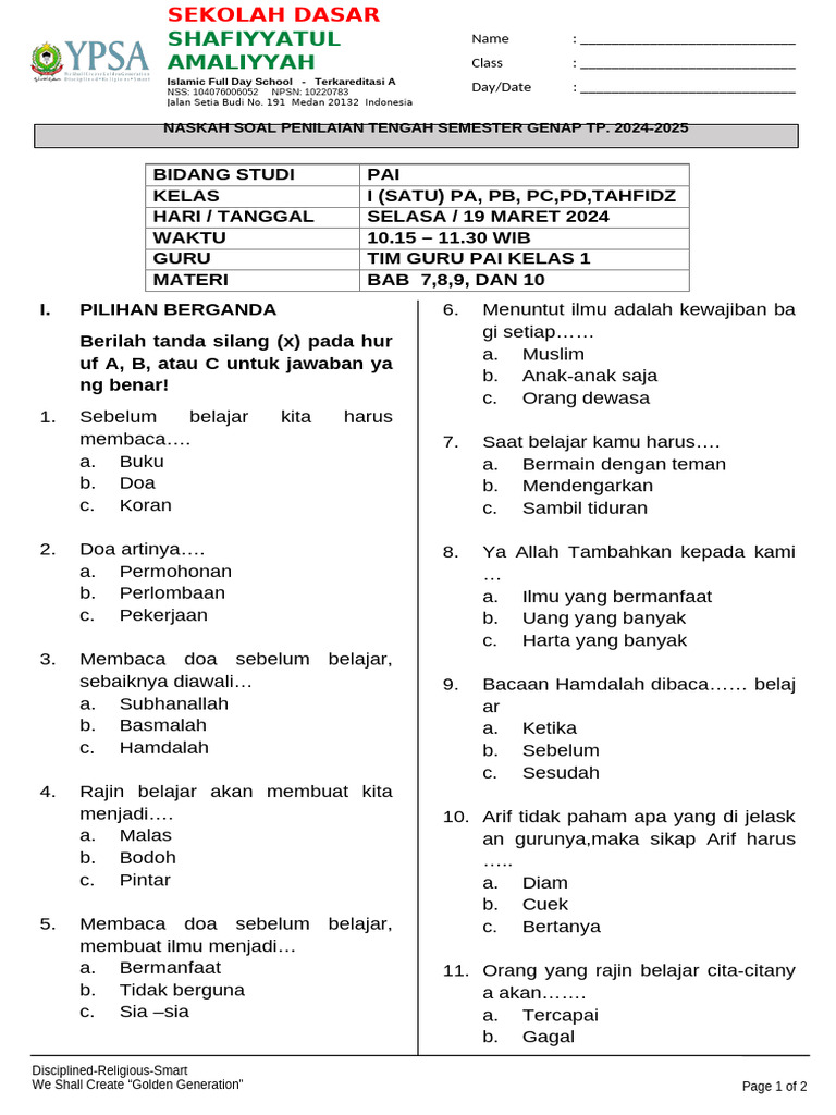 Format Penuliasan Soal Pts Genap Tp. 2024-2025 | PDF