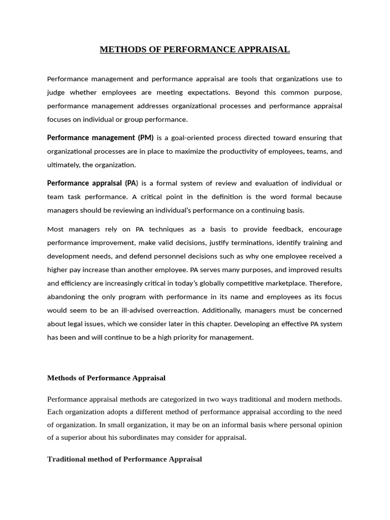 Performance Appraisal Methods Explained | PDF | Performance Appraisal ...