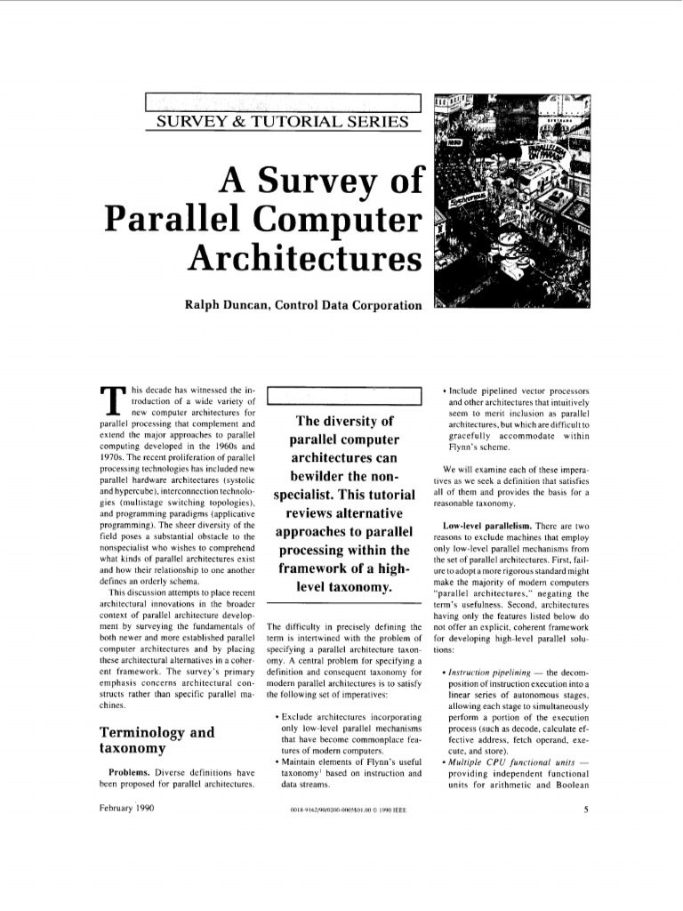 1990 Duncan Parallel Architectures | PDF | Central Processing Unit | Parallel Computing
