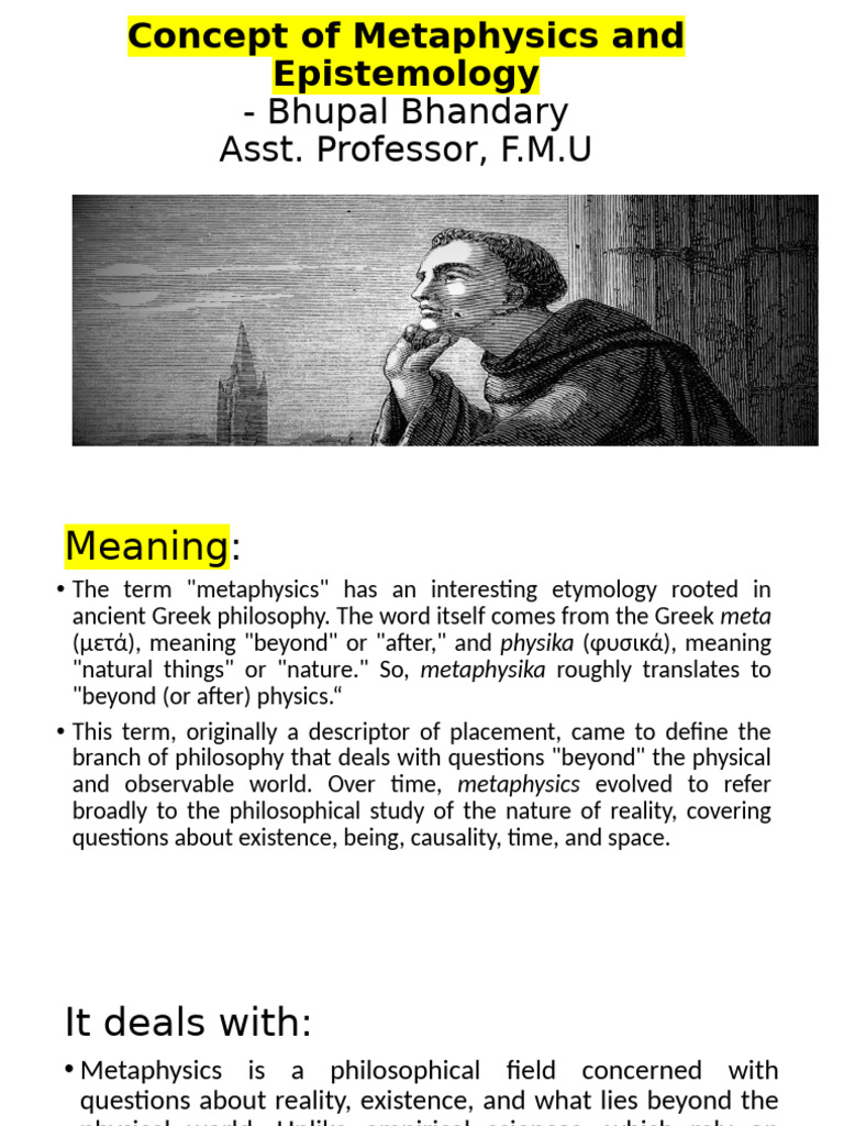 Concept of Metaphysics and Epistemology | PDF | Metaphysics | Epistemology