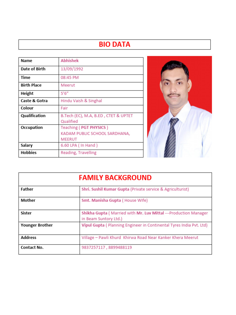 Abhishek BIO DATA | PDF