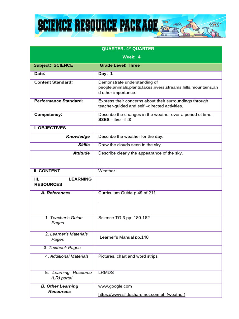 DLP-SCIENCE3 Q4 Week3 Day1-5-1 | PDF | Cloud | Sky