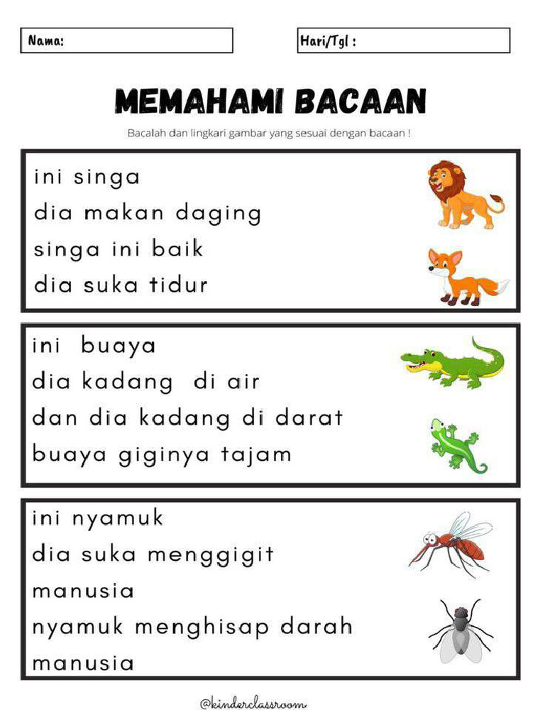 Lembar Kerja Membaca Anak | PDF