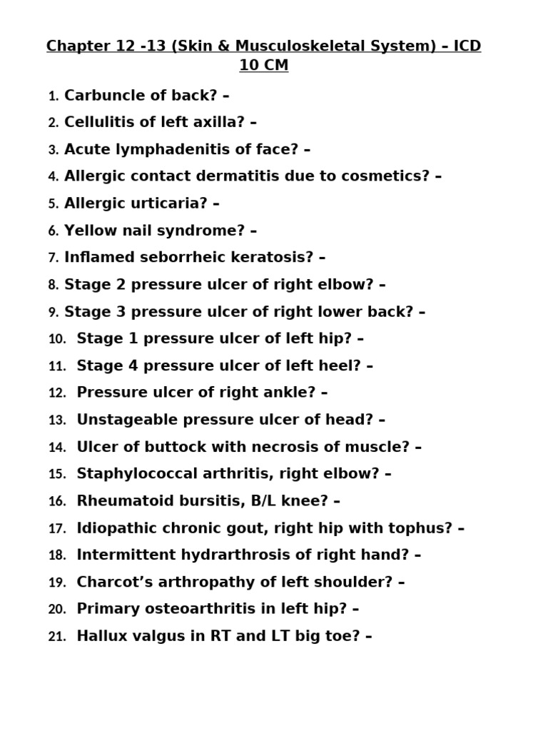 ICD Test 6 - Skin, Musculoskeletal | PDF