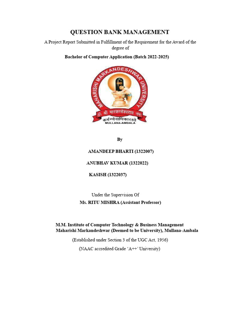 Final Project Report (Question 6TH SEM) | PDF | Usability | Databases