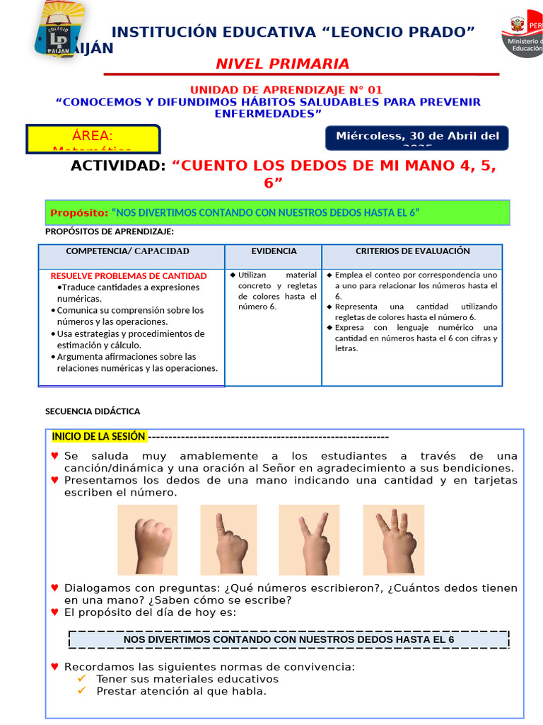 30-04-2025 - Smat - C"cuento Los Dedos de Mi Mano 4, 5, 6" | PDF