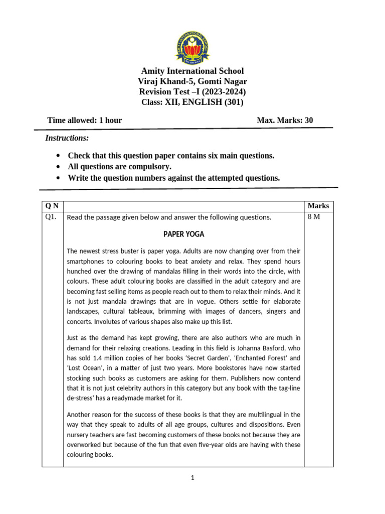 Revision Paper Grade 12 Answer Key | PDF | Behavioural Sciences ...