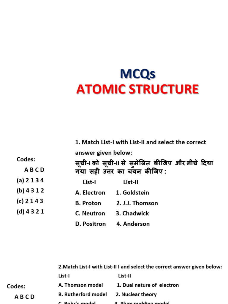Atomic Structure Practice | PDF