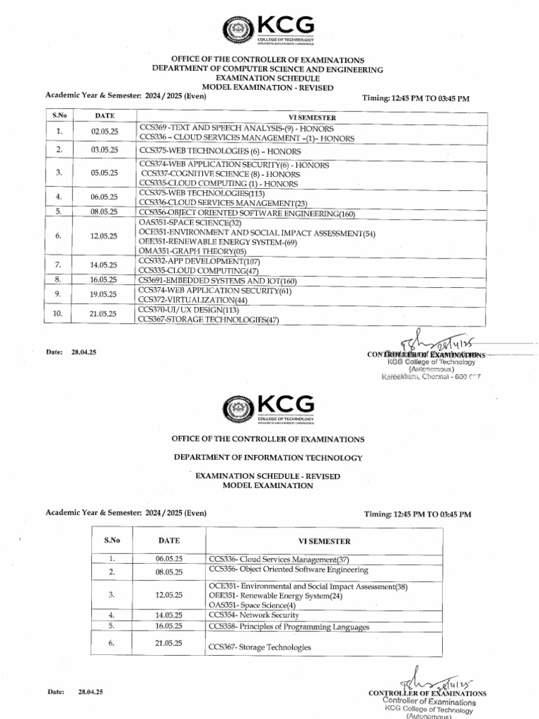 Cse & It - Model Exam Revised | PDF