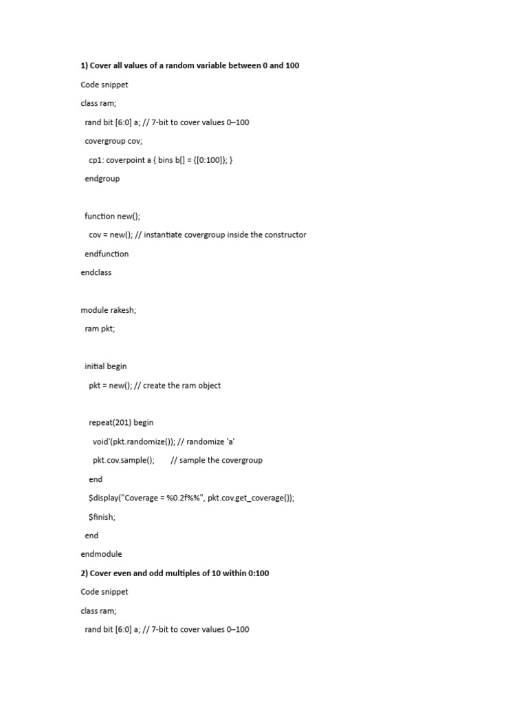 Coverage Examples For Practice | PDF | Computer Data | Computer Engineering