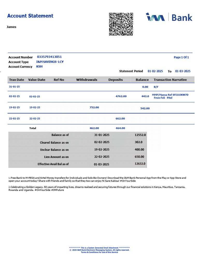 I and M Bank Statement | PDF | Economies | Banking