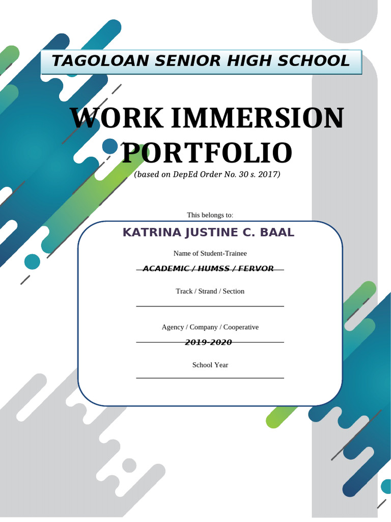 Work Immersion Portfolio | PDF | Job Interview | Leadership