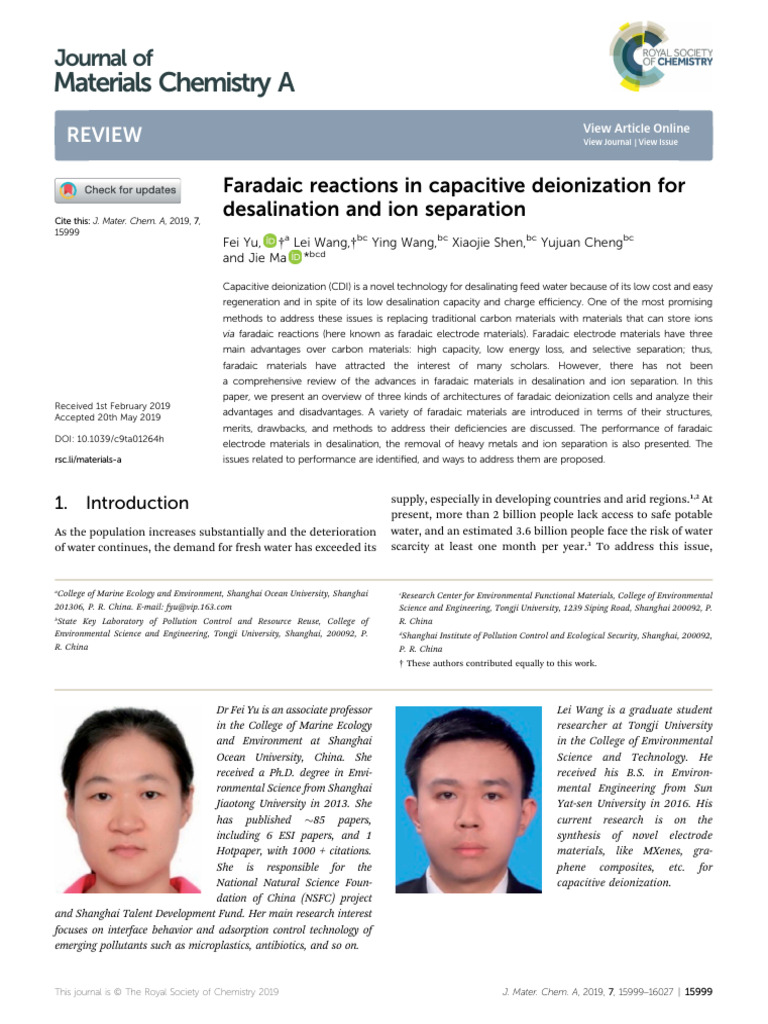 Faradaic reactions-CDI | PDF | Ion | Chemical Substances