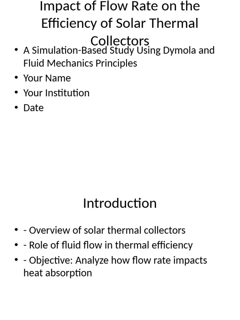 Solar Thermal Collector Flowrate Efficiency With Image Pdf