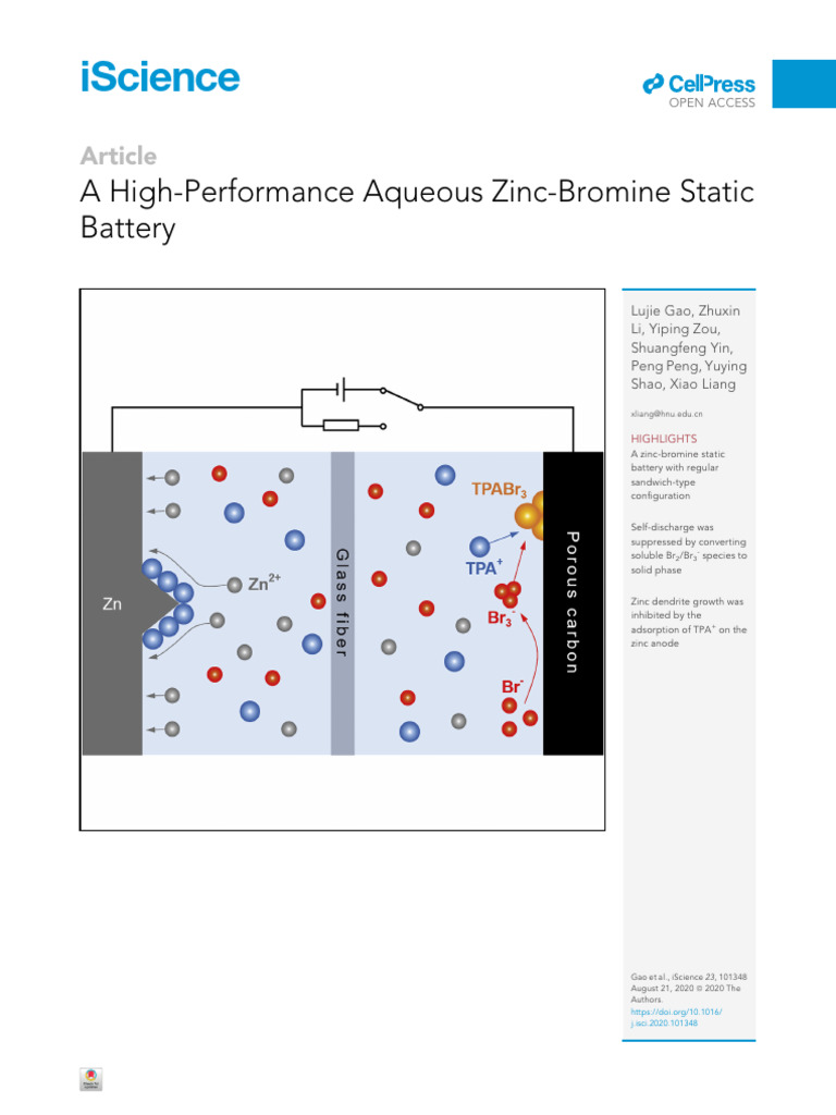 Zinc-Bromine Static Battery Performance | PDF | Electricity | Energy ...