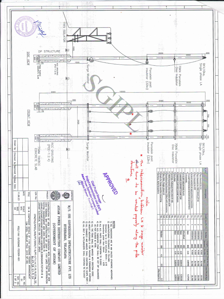 Approved GA Drawing For 11 KV Outgoing Feeder Unde - 250420 - 115128 | PDF