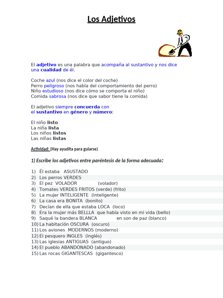 Los Adjetivos | PDF