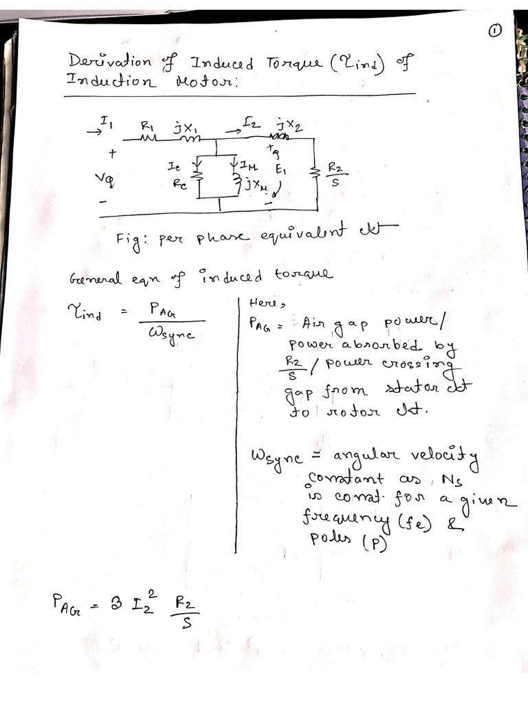 11.derivation of Induced Torque Equation of 3 P Induction Motor | PDF