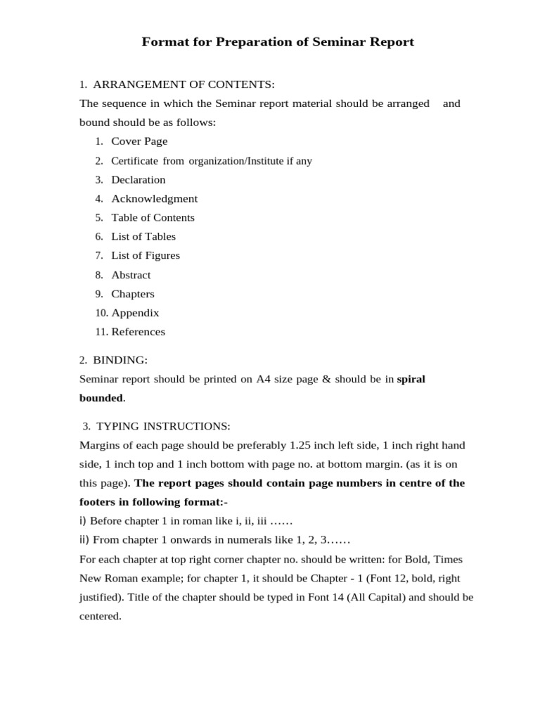 Seminar Report Format 2024-25 | PDF | Abstract (Summary) | Times New Roman