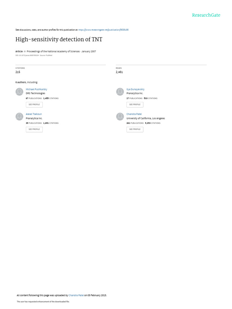 High-Sensitivity TNT Detection Techniques | PDF | Absorption ...