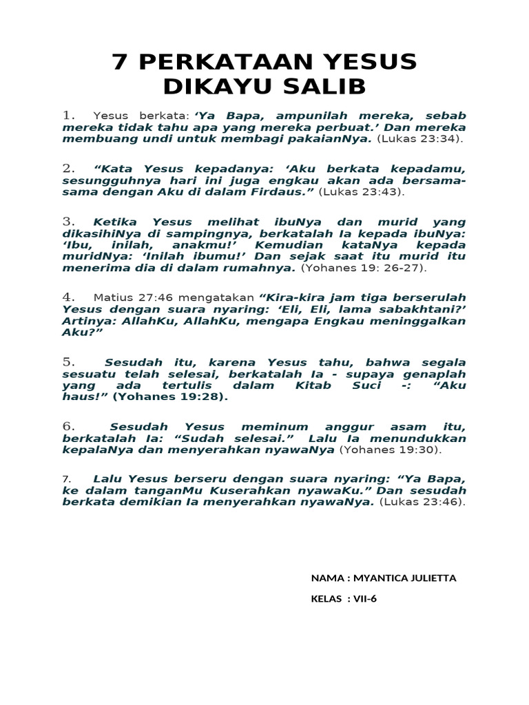 7 Perkataan Yesus Dikayu Salib | PDF