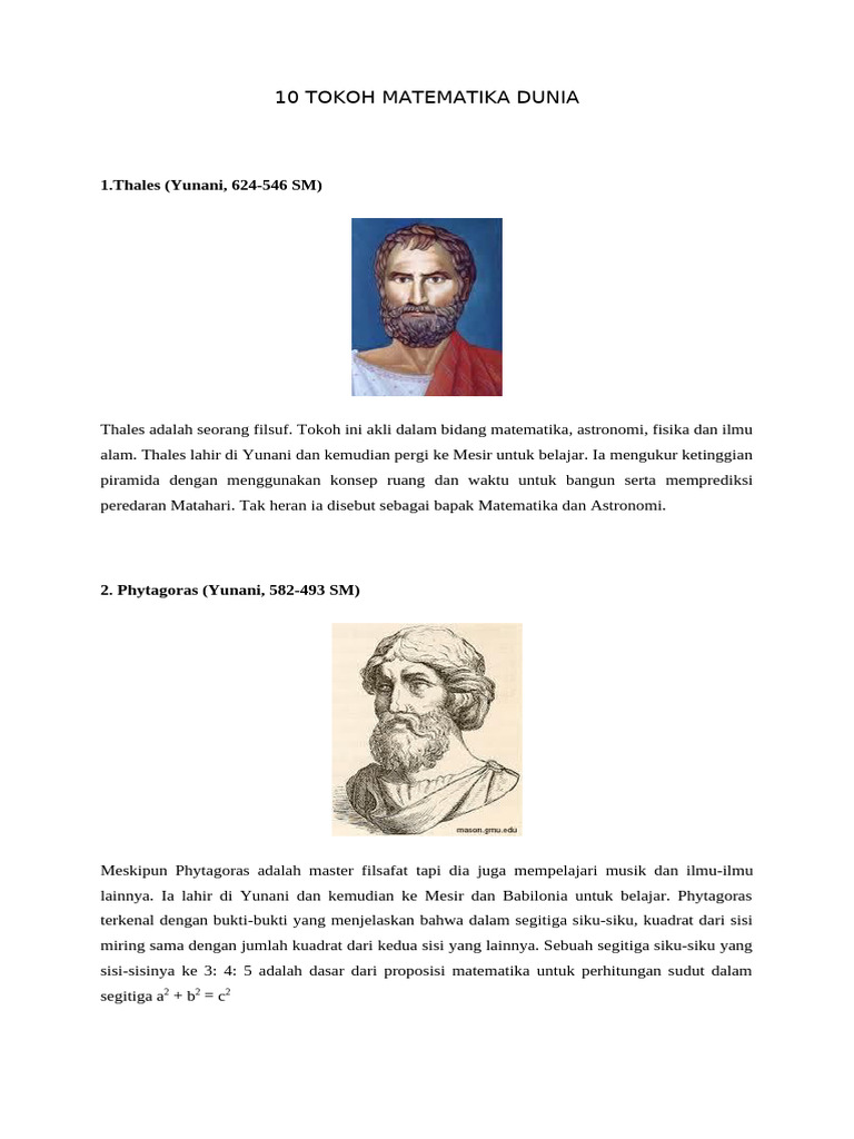 10 Tokoh Matematika Terkenal Dunia | PDF